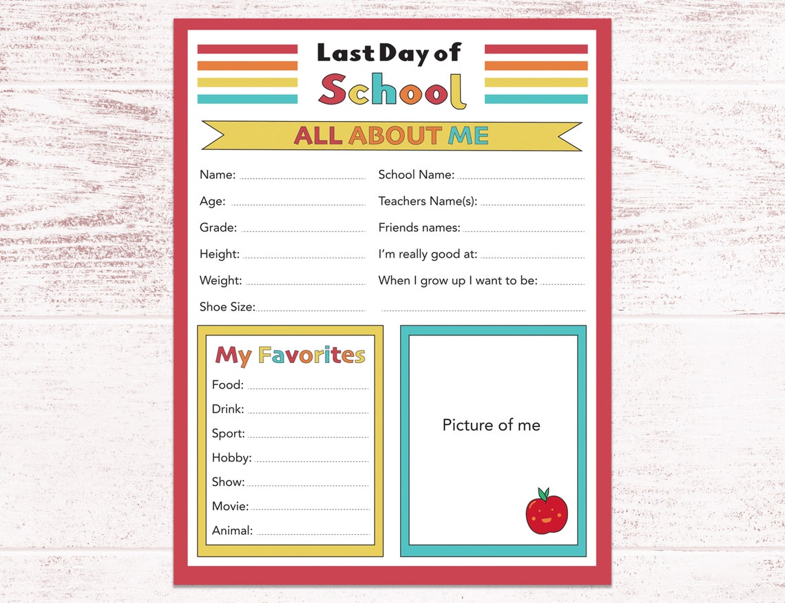 First and Last Day of School Interview Printable, Back to School ...