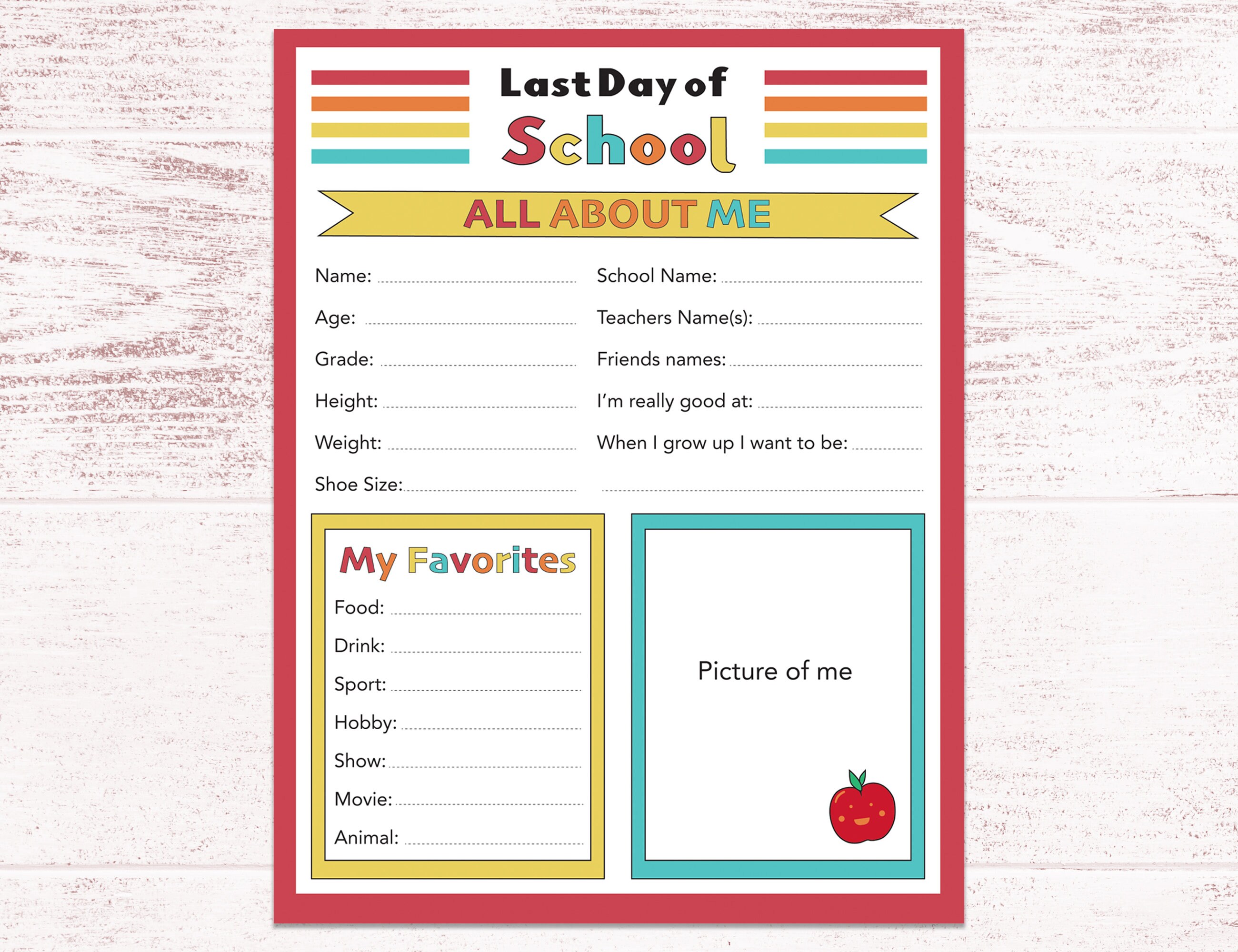 First and Last Day of School Interview Printable, Back to School ...