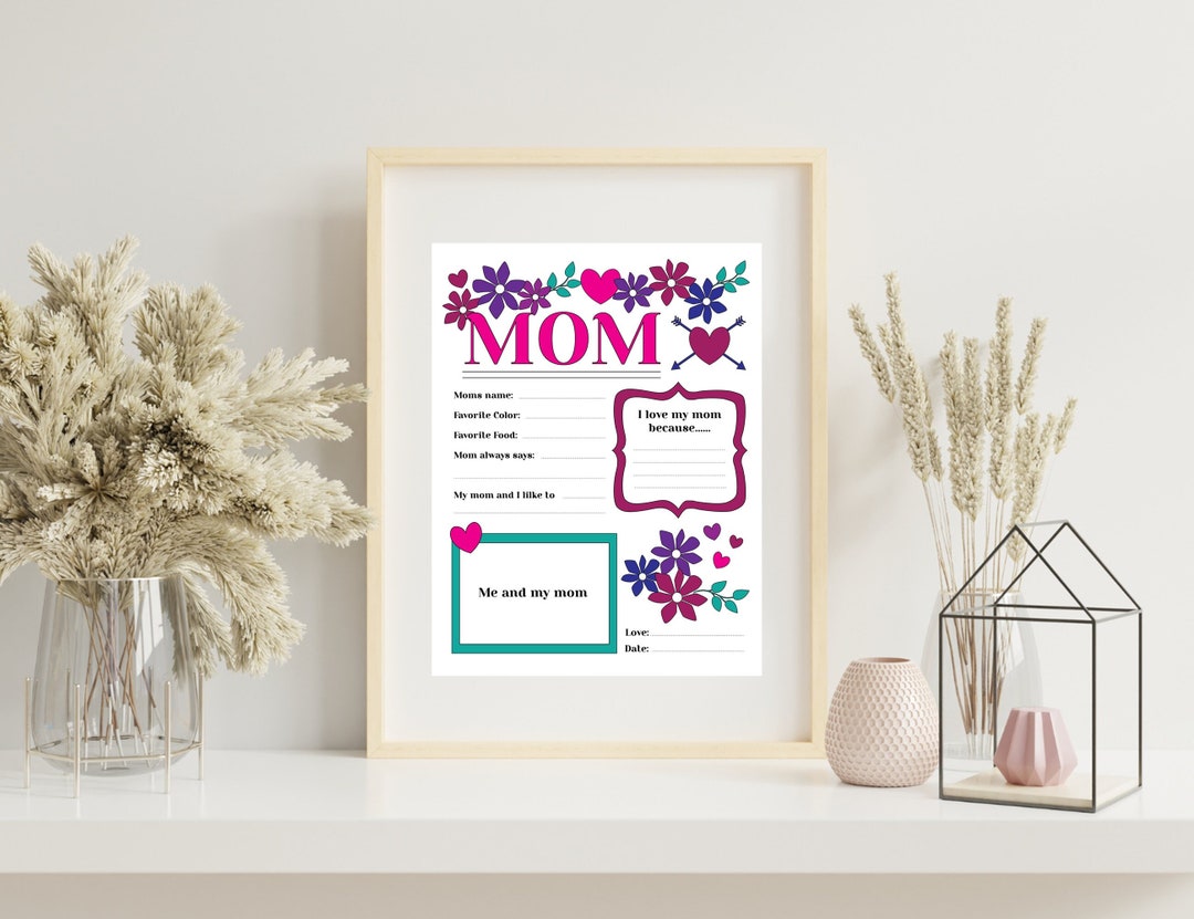 All About Mom, Mothers Day Printable Gift, Mothers Day Instant Download ...