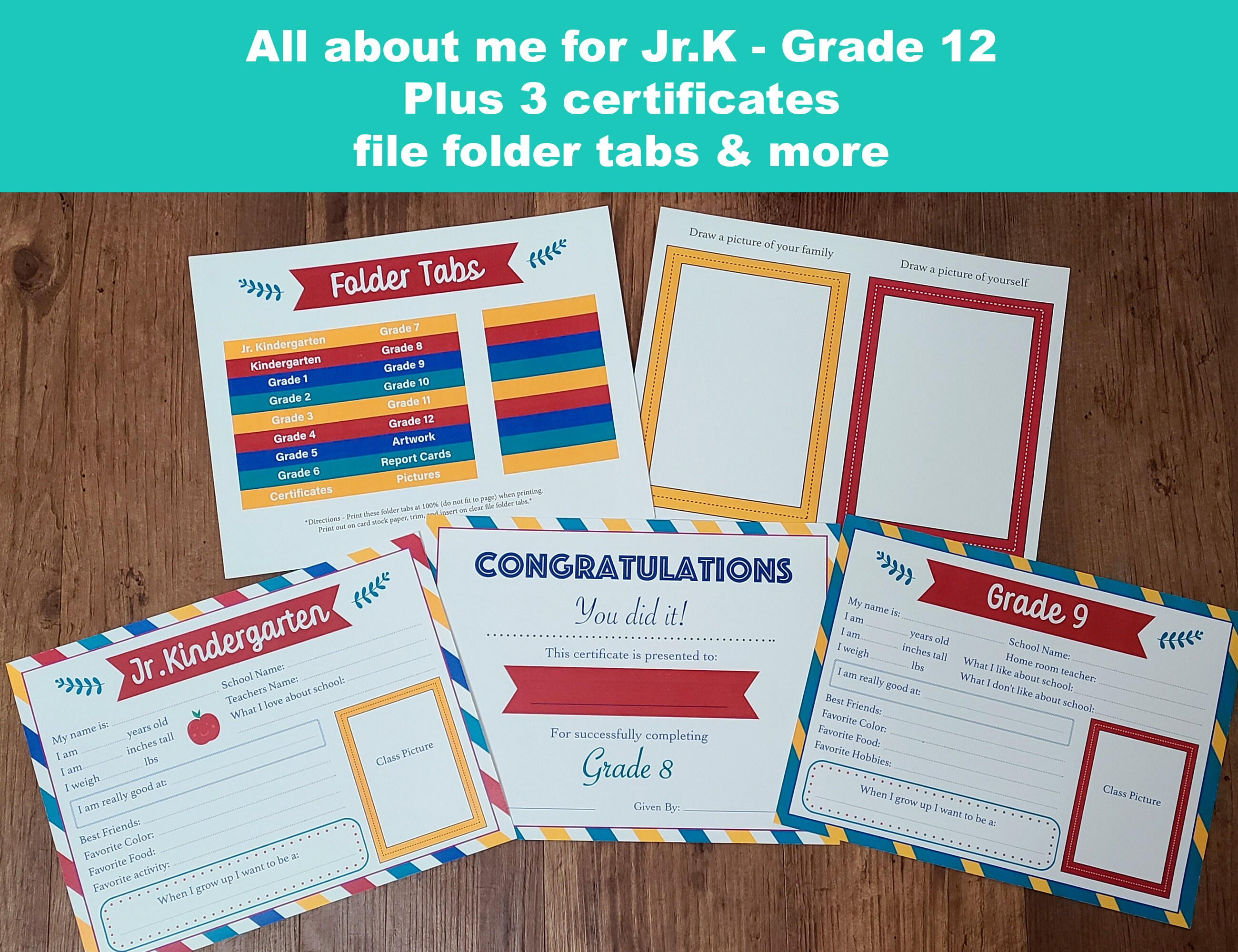 School Memory Box Printable Kit, Childhood Memory Book Keepsake, First ...