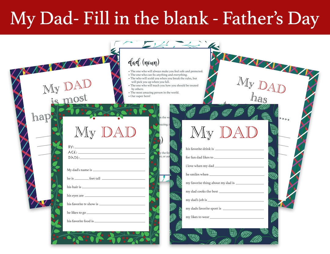All About My Dad Printable Father's Day Gift - Etsy