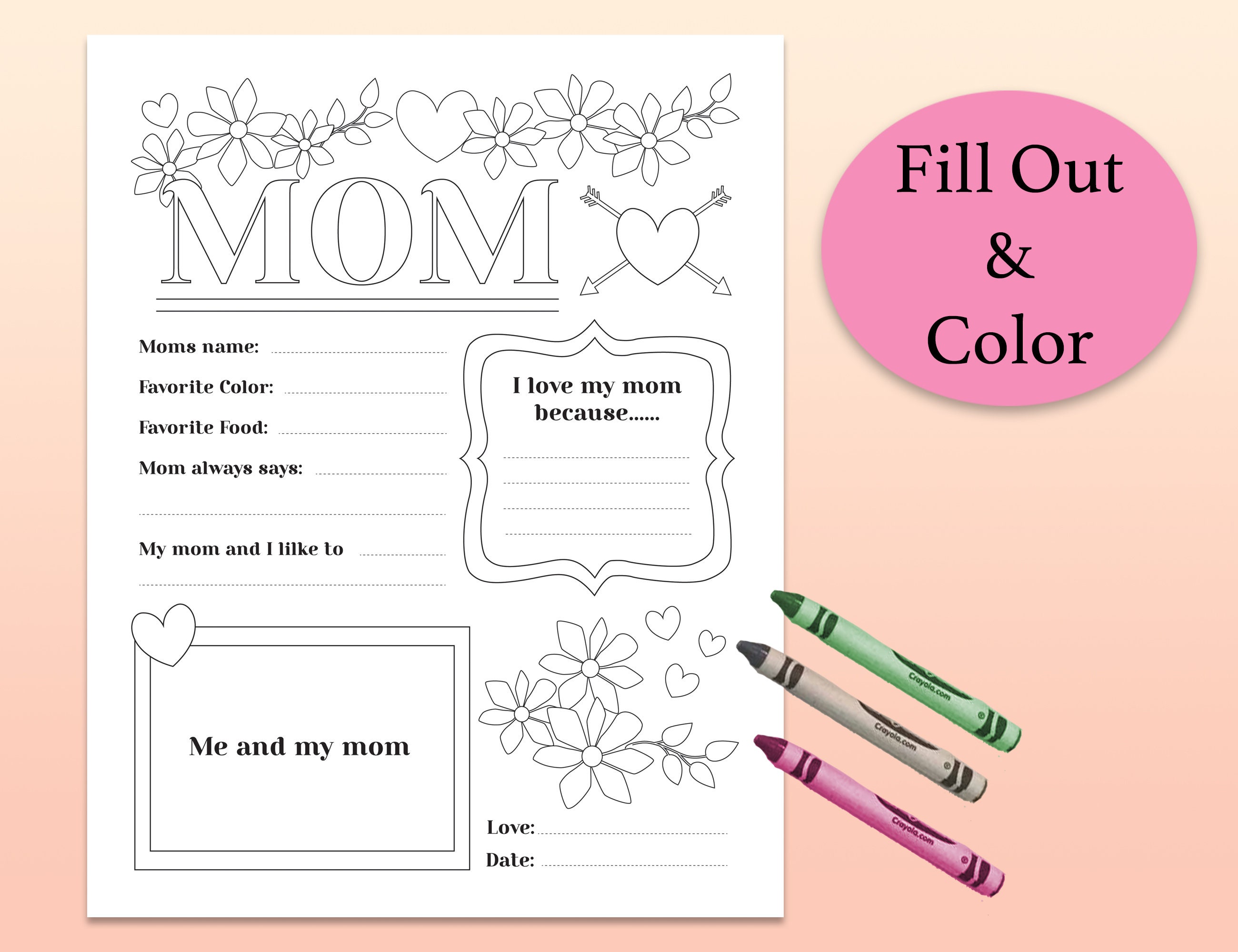 All About Mom, Mothers Day Printable Gift, Mothers Day Instant Download ...