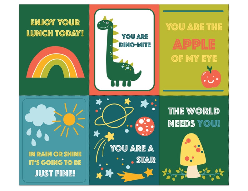 Printable Lunchbox Notes for Kids Lunchbox Encouragement Notes for ...