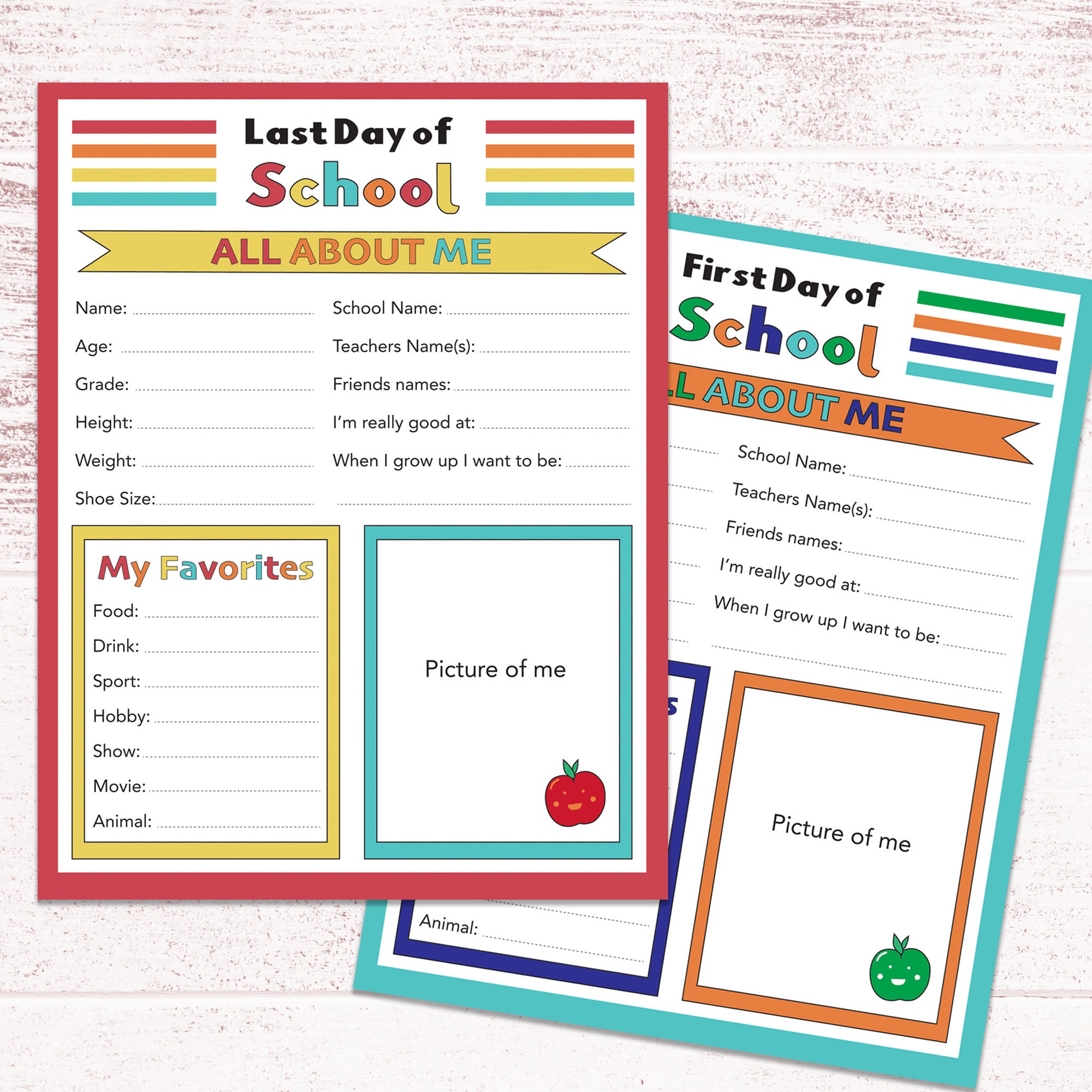 First and Last Day of School Interview Printable, Back to School ...