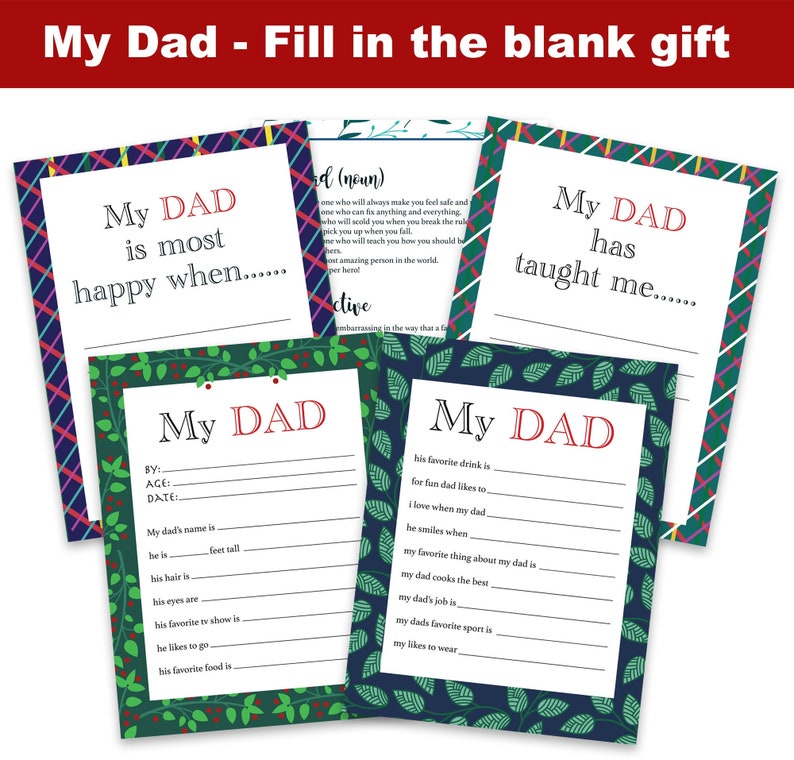 All About My Dad Printable Father's Day Gift Father's Day Printable Dad ...