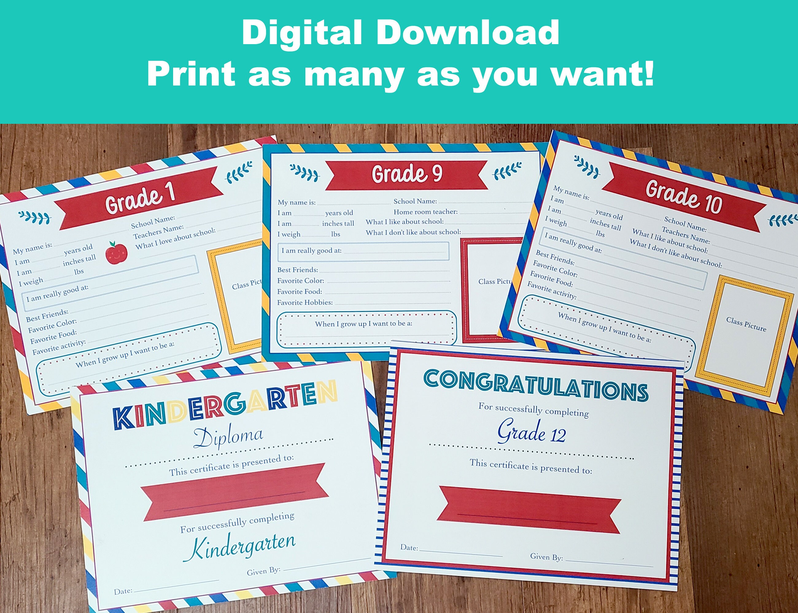 School Memory Box Printable Kit, Childhood Memory Book Keepsake, First ...