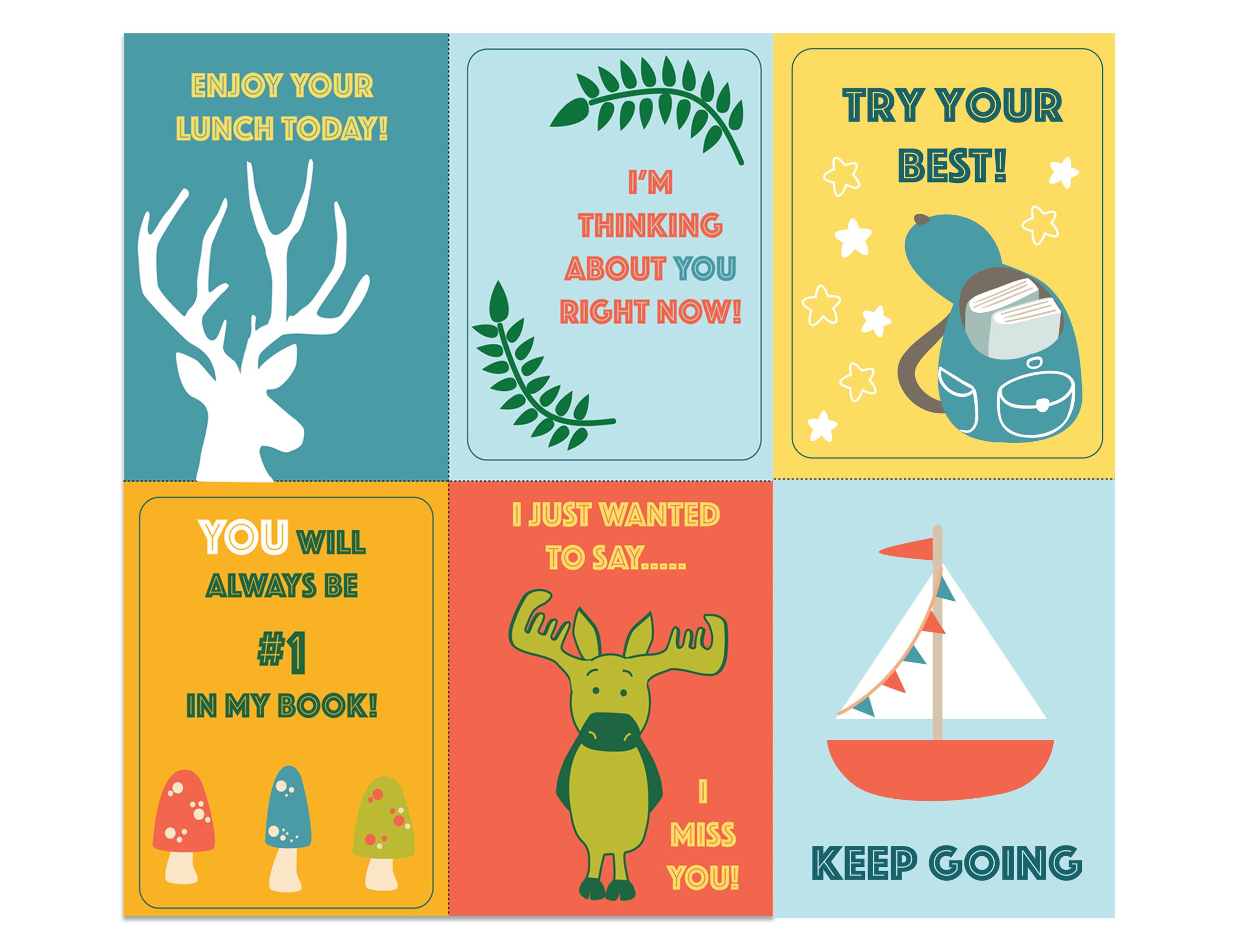 Printable Lunchbox Notes for Kids Lunchbox Encouragement Notes for ...