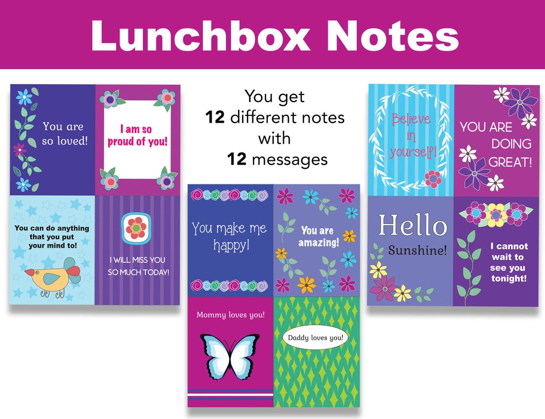Lunchbox Notes for Kids Printable Lunch Box Notes Positive - Etsy