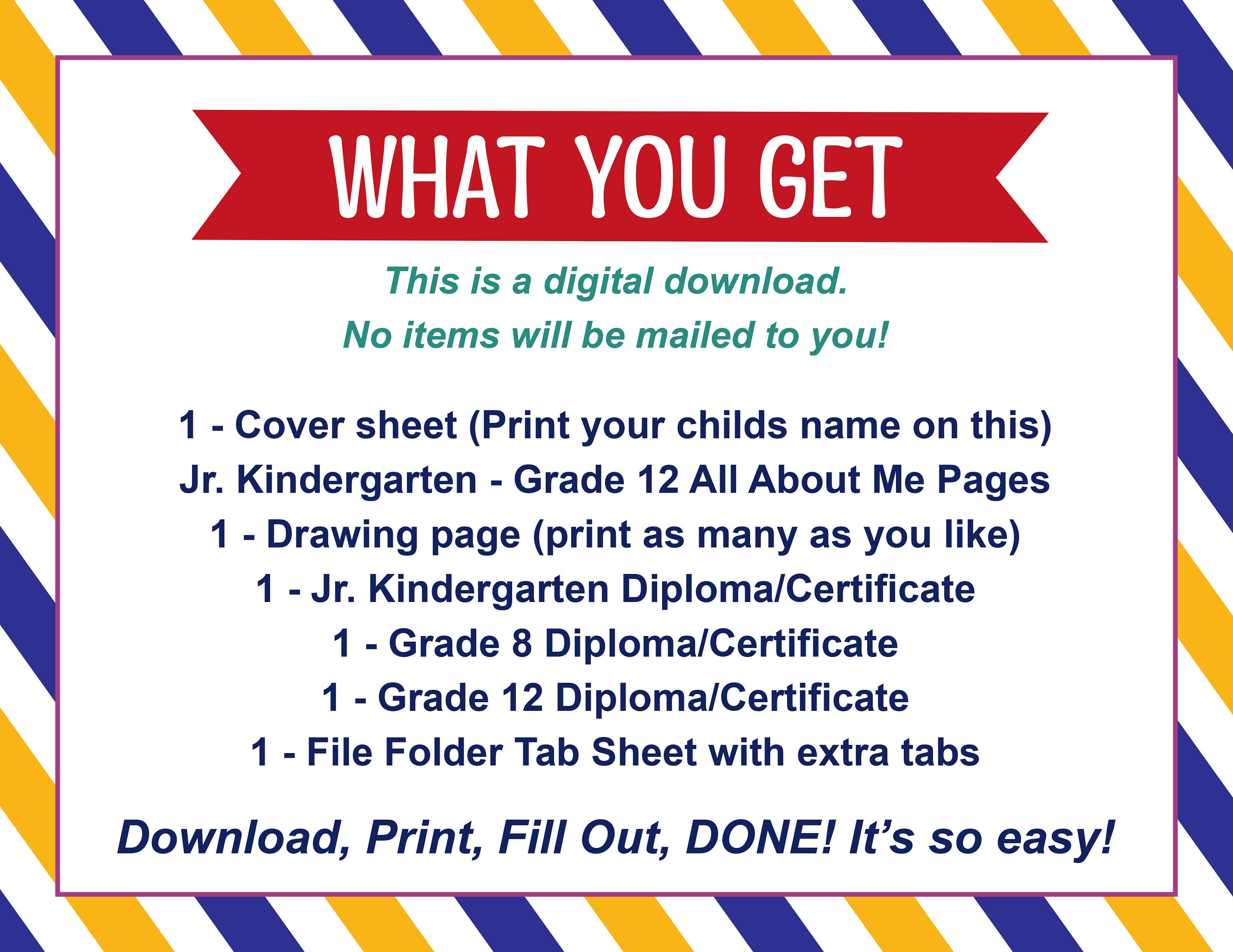 School Memory Box Printable Kit, Childhood Memory Book Keepsake, First ...