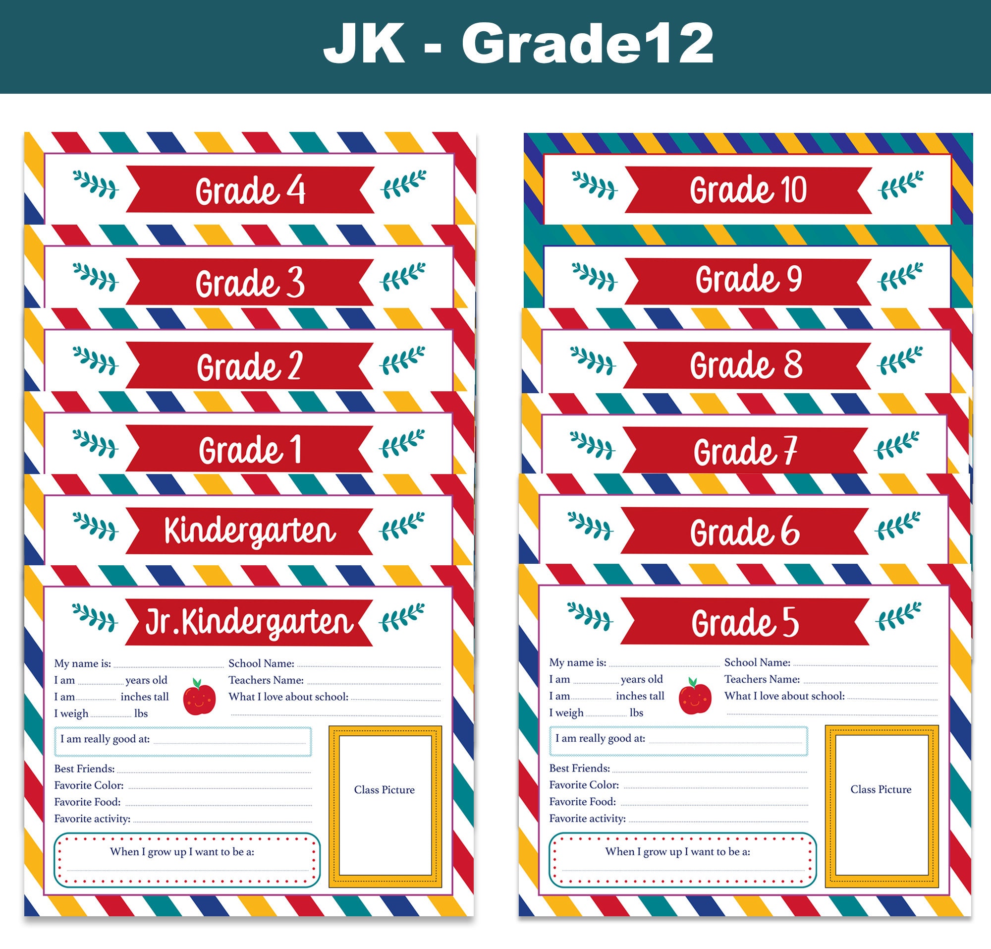 School Memory Box Printable Kit, Childhood Memory Book Keepsake, First ...