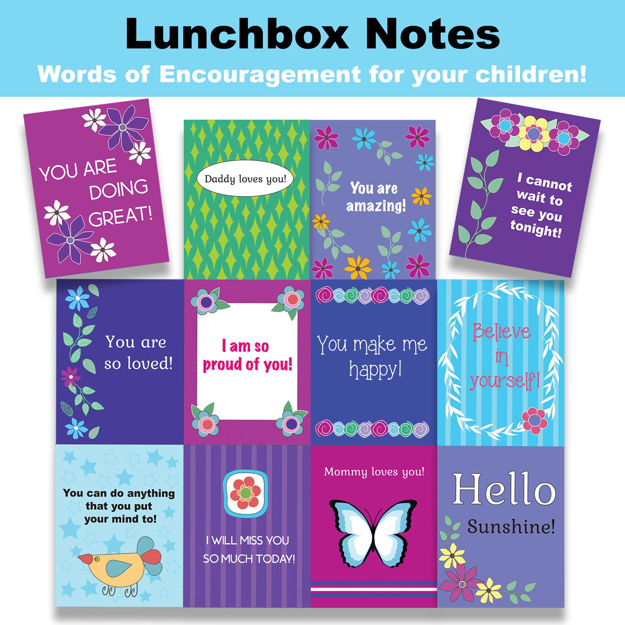Lunchbox Notes for Kids, Printable Lunch Box Notes, Positive ...