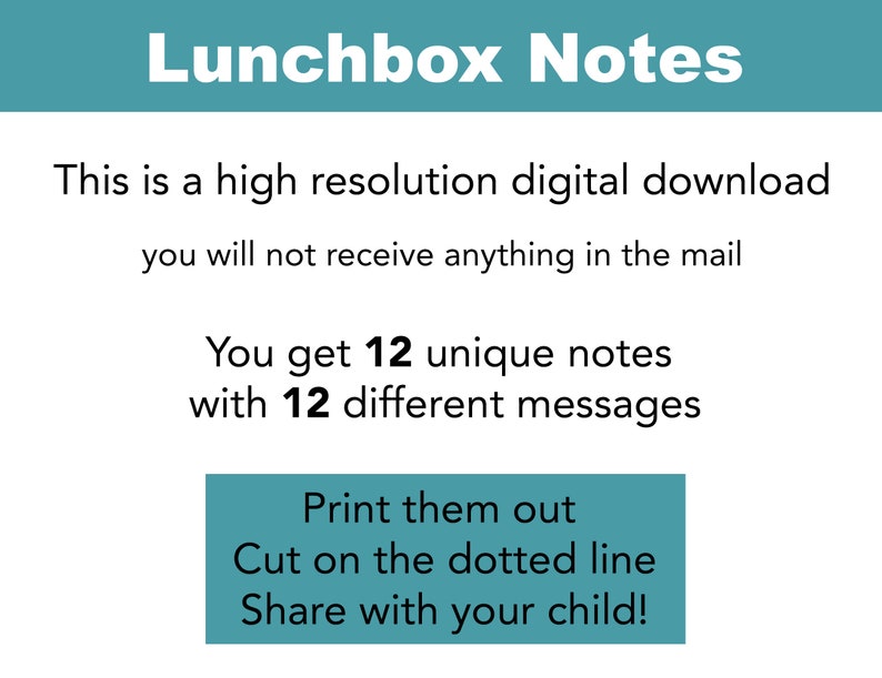 Printable Lunchbox Notes for Kids Lunchbox Encouragement Notes for ...