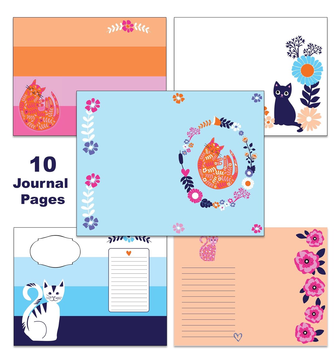 Digital Cat Journal Kit | Kitty Cat Animal Journal Printables | Create ...