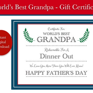 World's Best Dad Certificate Printable Father's Day | Etsy