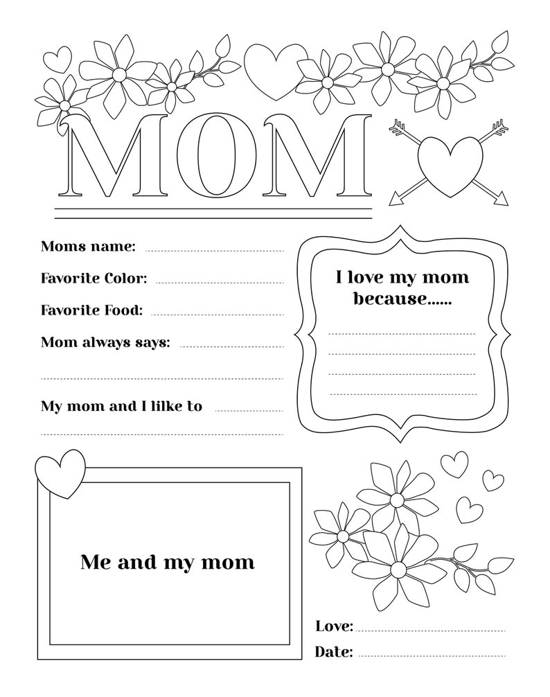 All About Mom, Mothers Day Printable Gift, Mothers Day Instant Download ...