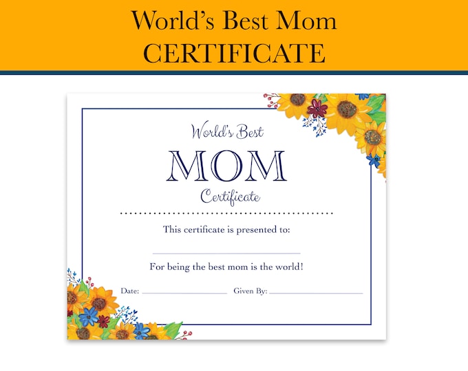 World's Best Mother Certificate of Recognition, Best Mother Award, #1 ...
