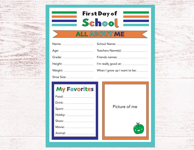 First and Last Day of School Interview Printable, Back to School ...