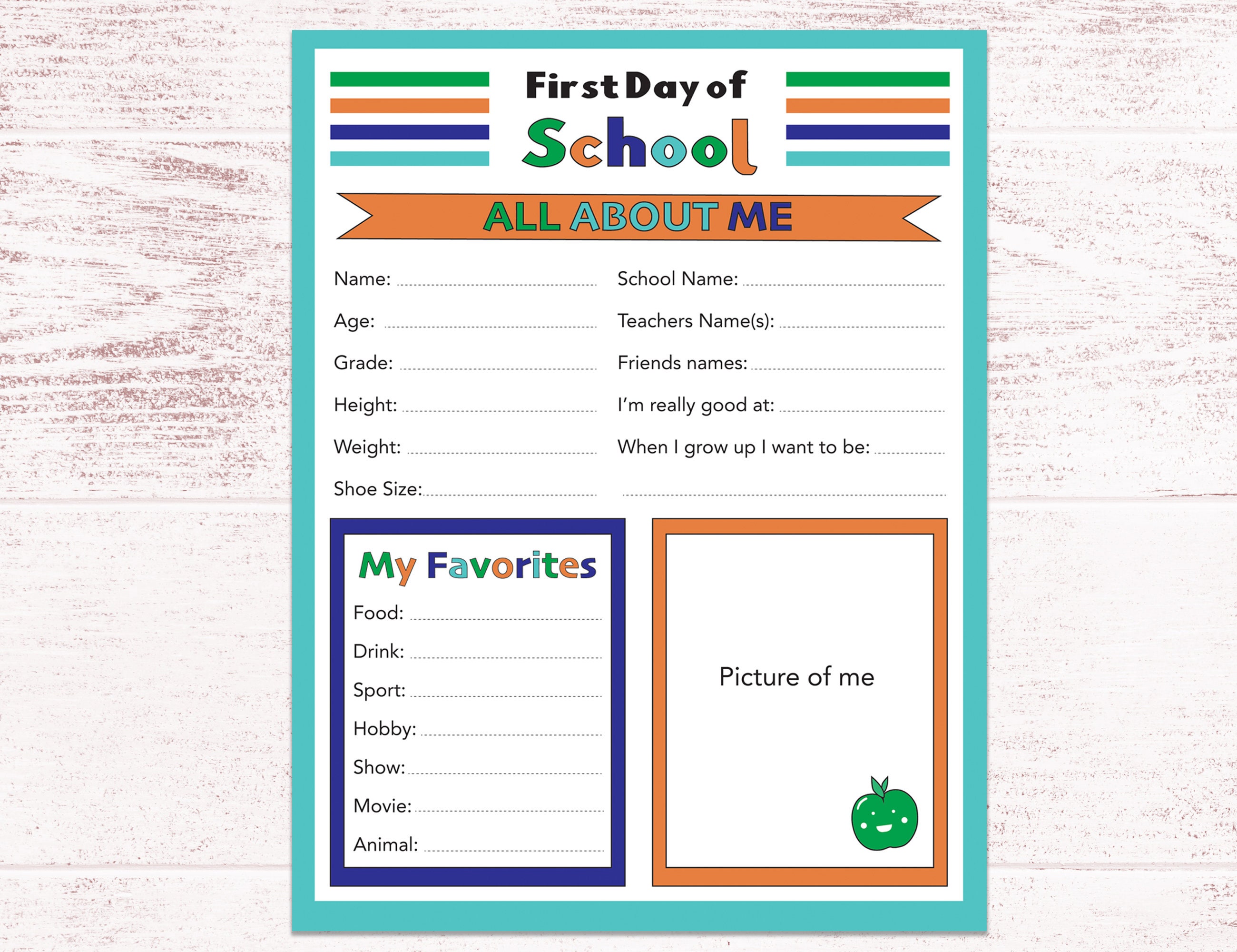 First and Last Day of School Interview Printable, Back to School ...