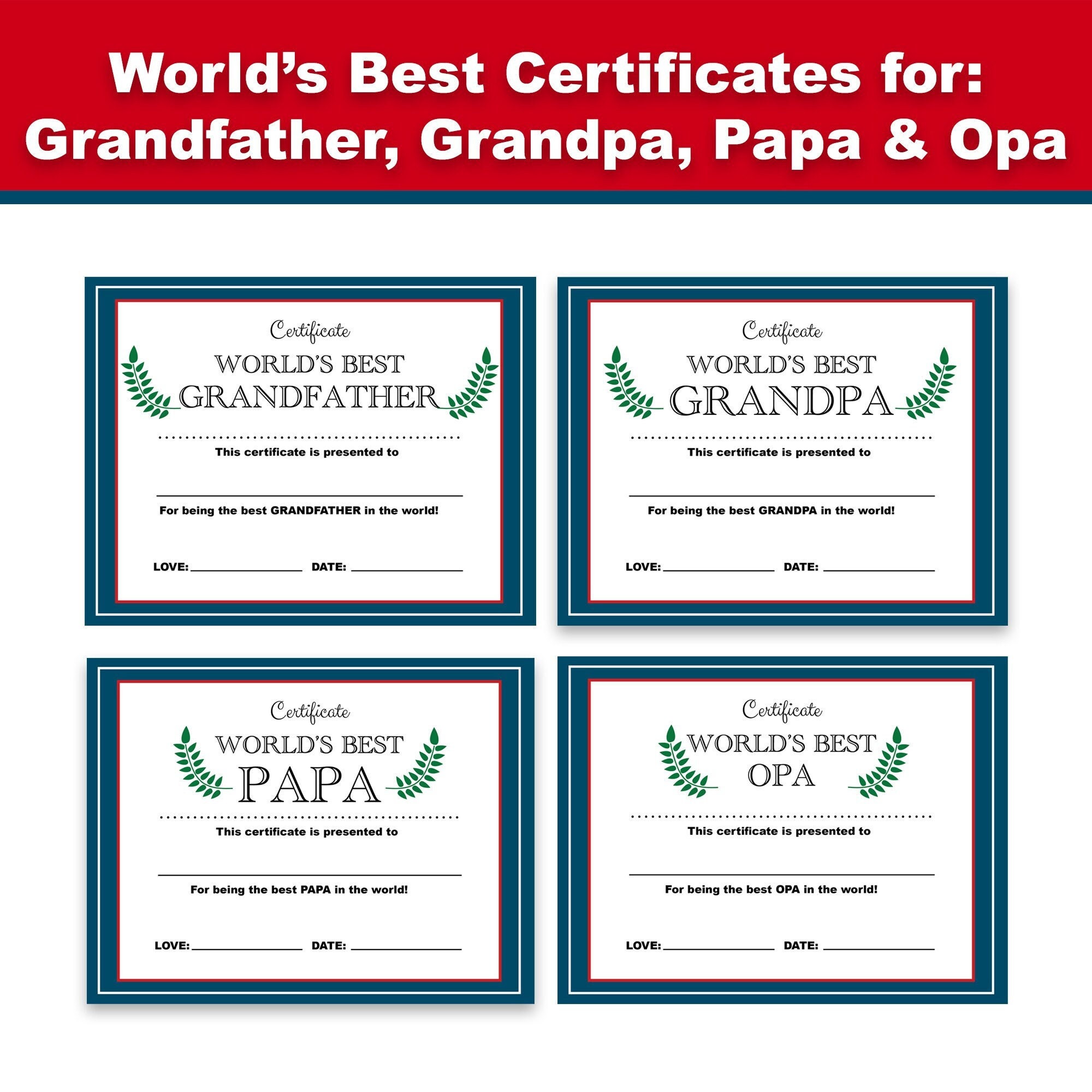 Worlds Smartest Grandpa Printable Certificate Awards World's Greatest