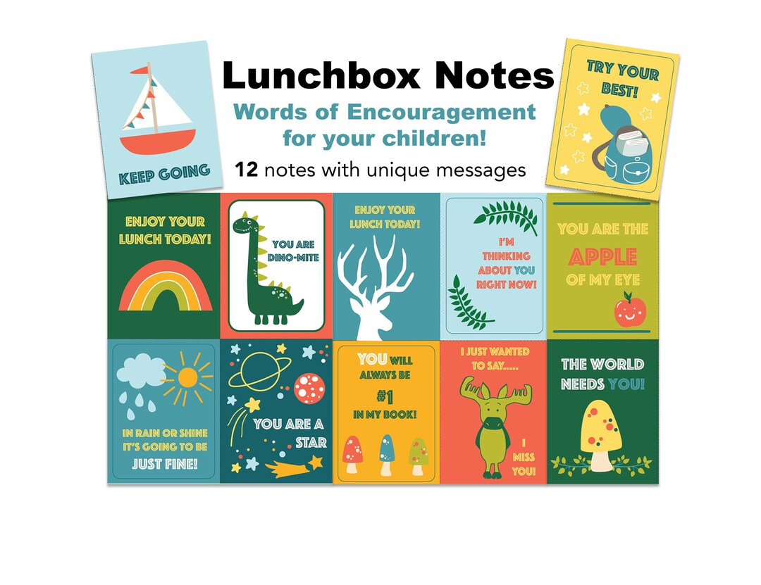 Printable Lunchbox Notes for Kids Lunchbox Encouragement Notes for ...