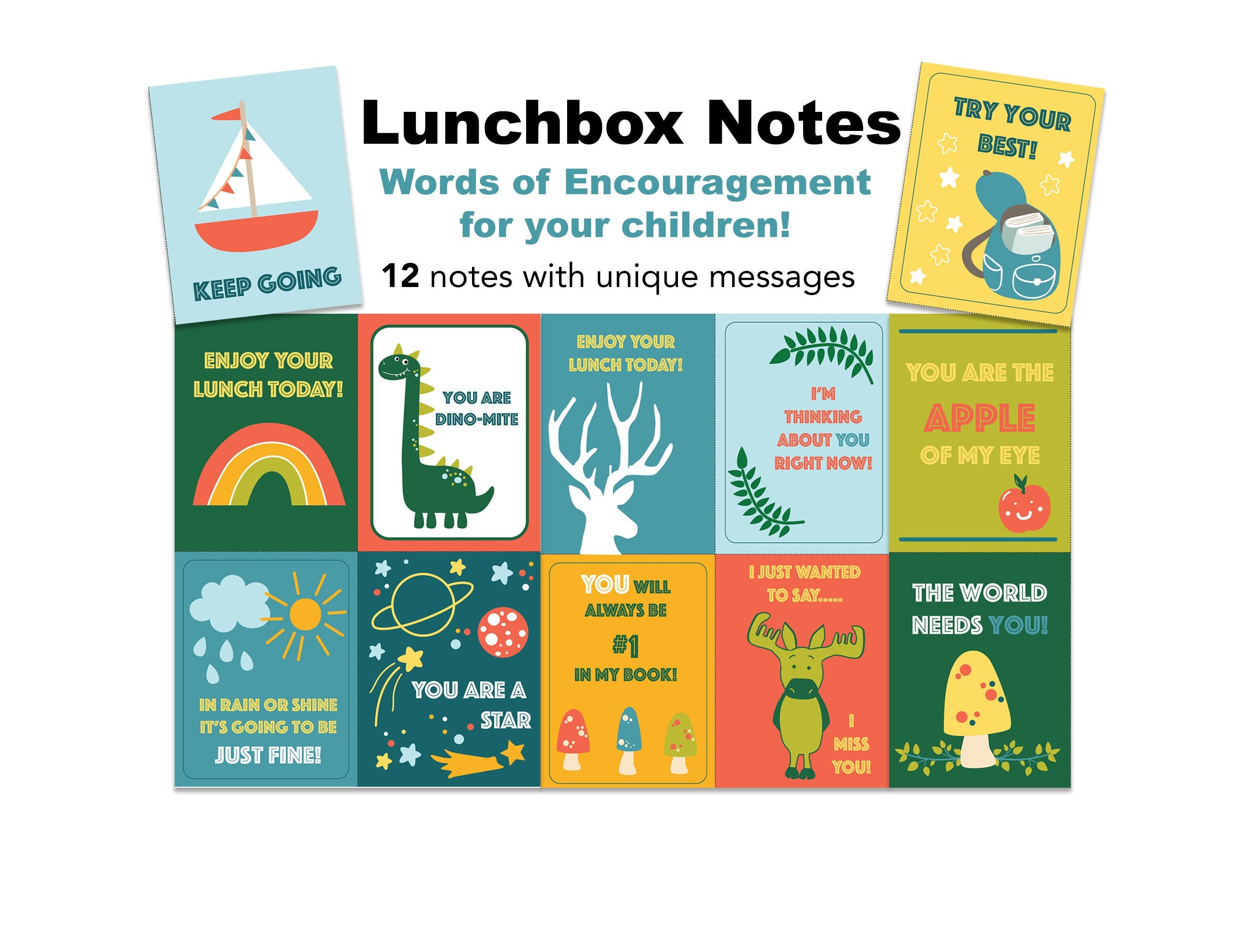 Printable Lunchbox Notes for Kids Lunchbox Encouragement Notes for ...