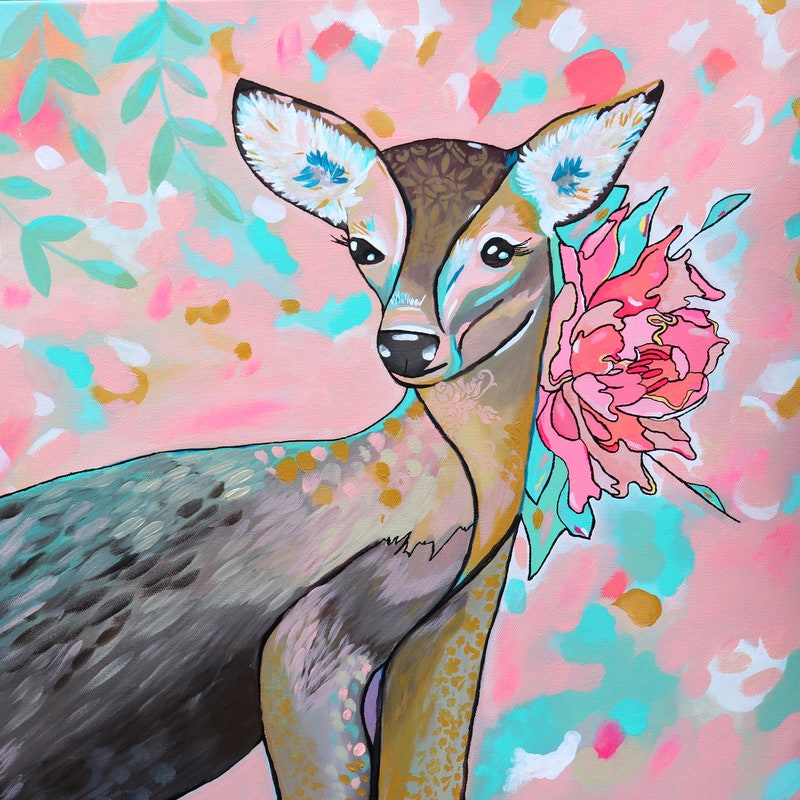 Baby Deer Painting - Etsy