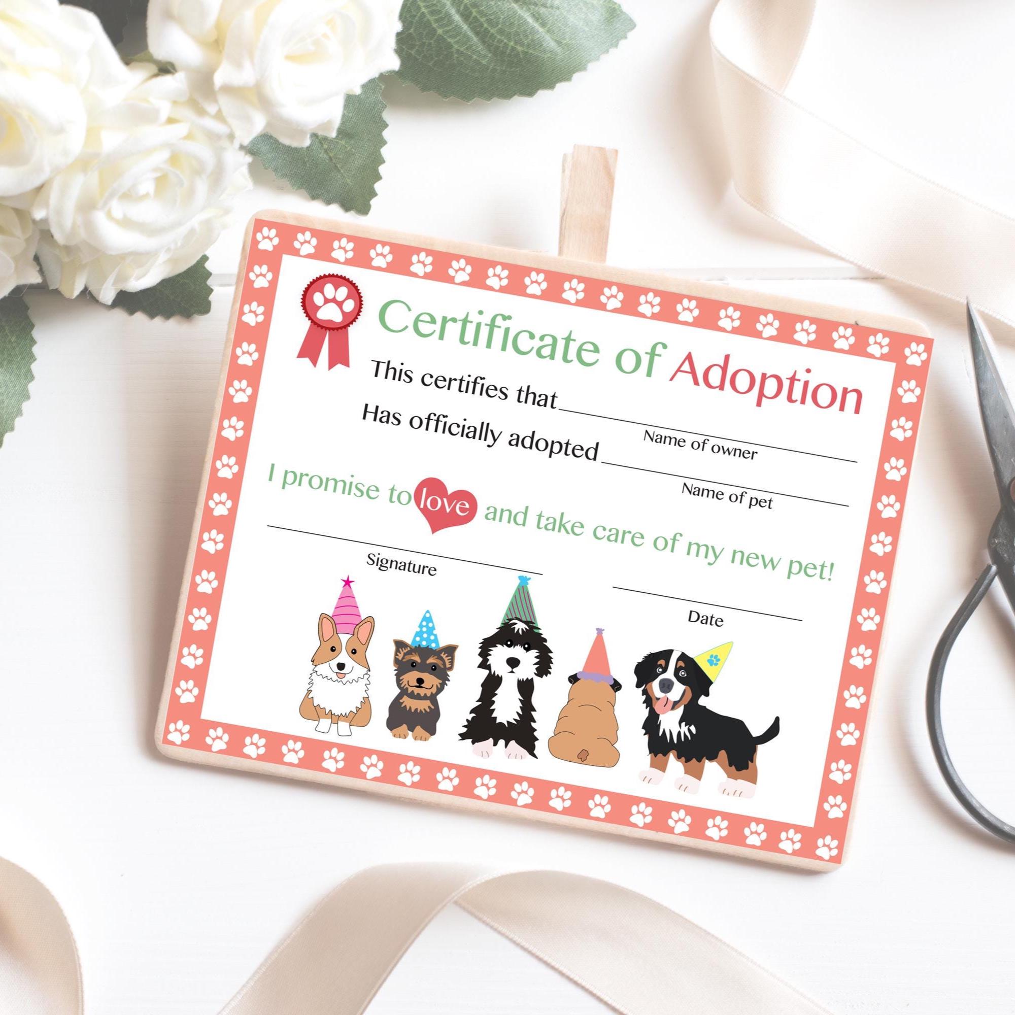Pet Adoption Certificate Bundle – Instant Download – Printable Dog ...