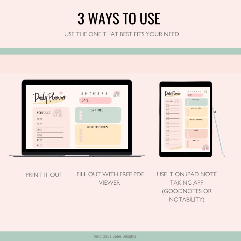 Digital Daily Planner Printable Daily Planner Goodnotes Daily Page ...
