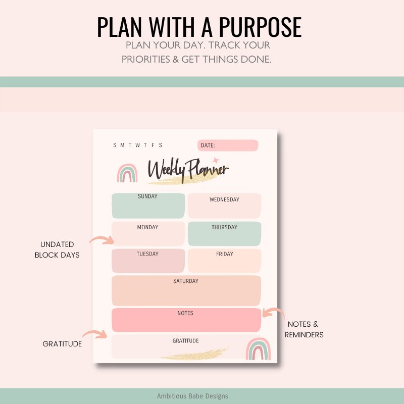 Digital Weekly Planner Page| Printable Weekly Planner | Goodnotes ...