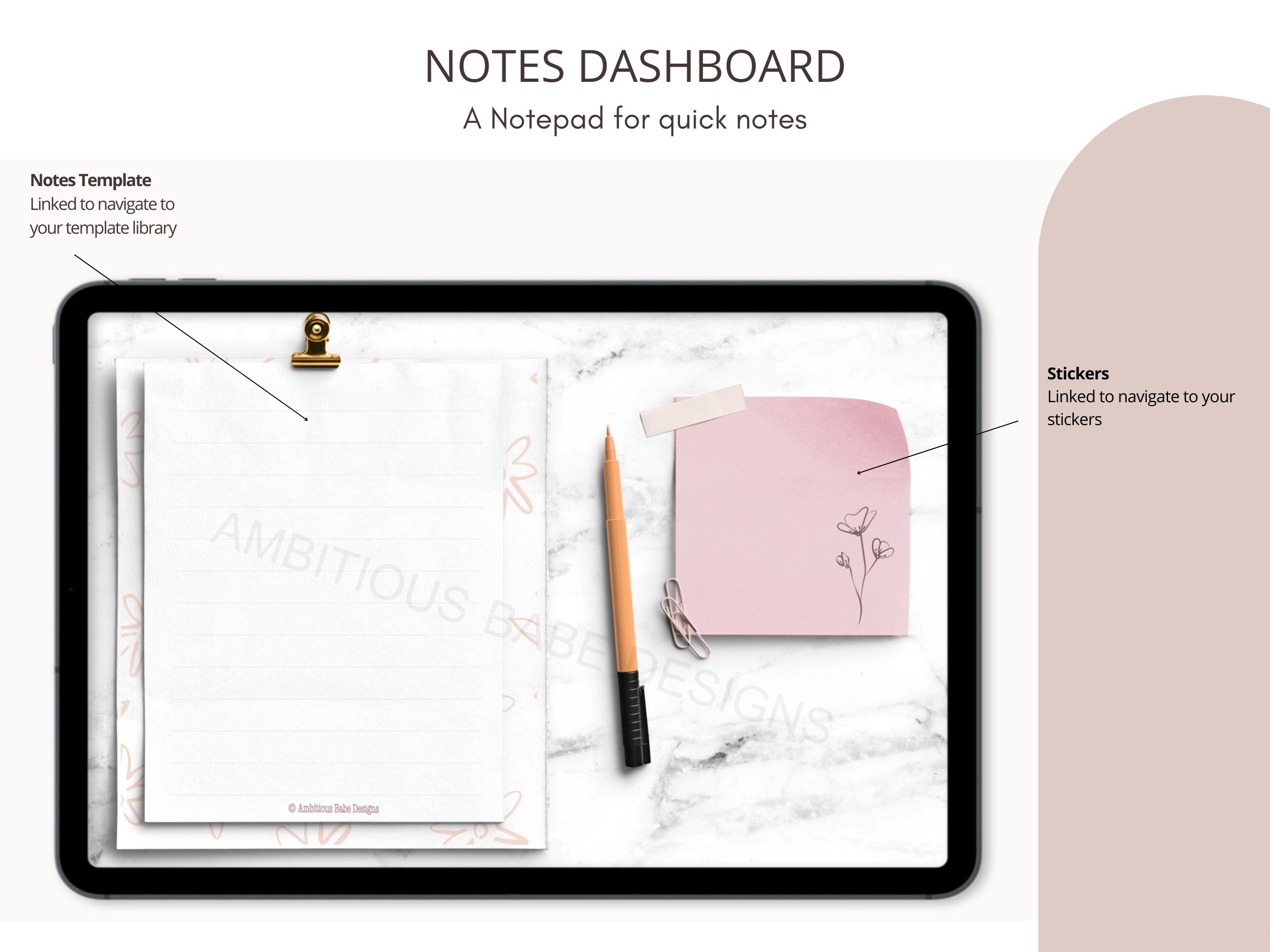 Nude Landscape Digital Notebook | 3 Notebooks in One 12 Tab 36 Subject ...