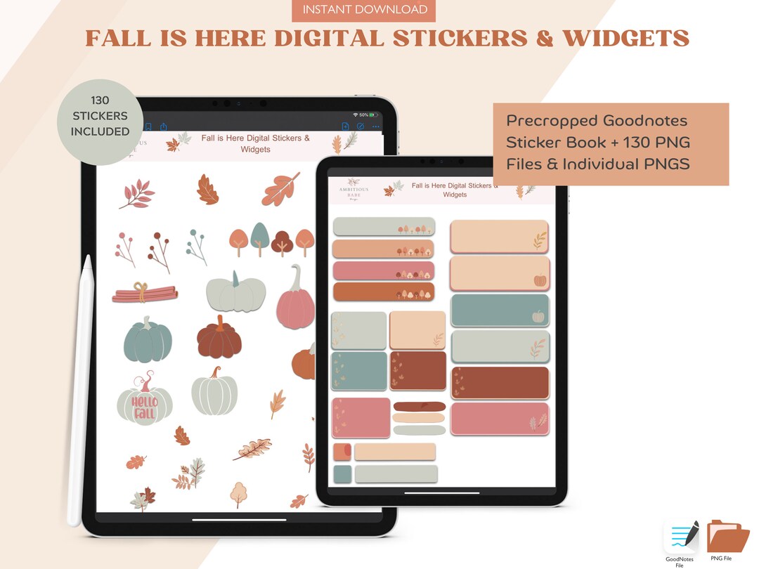 Hello Fall Digital Stickers & Widgets | Autumn Goodnotes Sticker Set ...