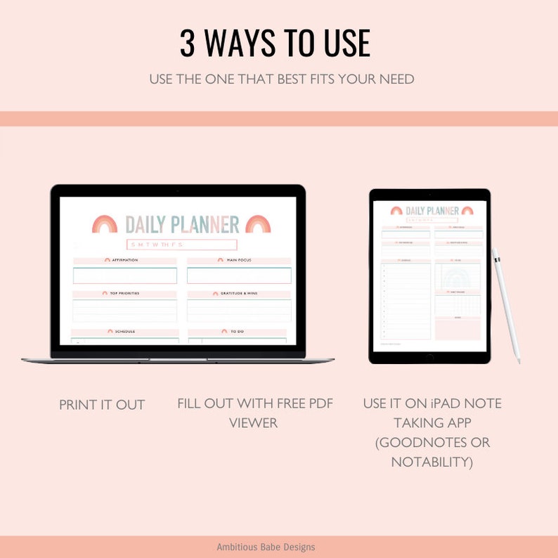 Daily Printable Planner | Printable Daily Planner Page | Goodnotes ...