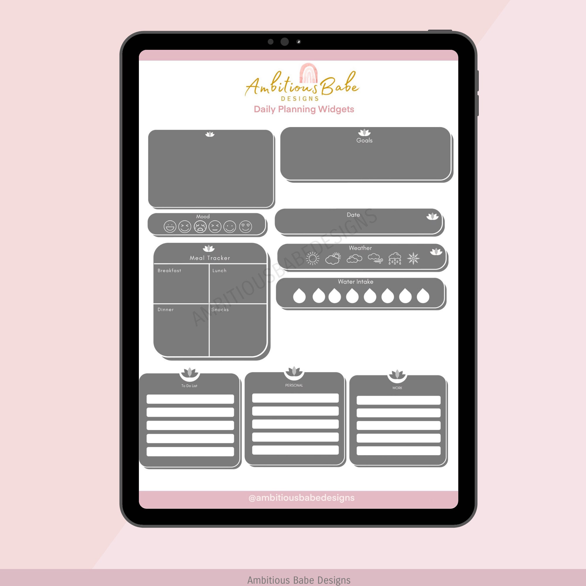 Gray Daily Widgets | Digital Planner Stickers | Precropped Goodnotes ...