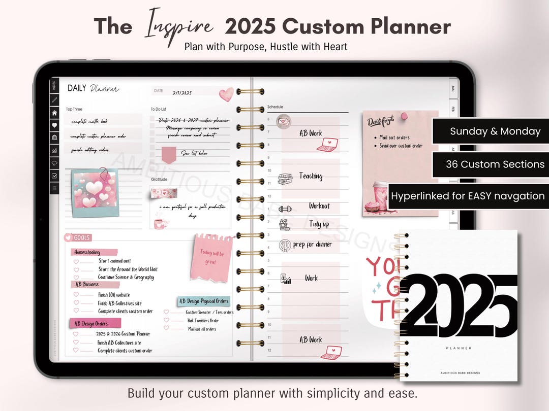 2025 Digital Planner | Dated Digital Planner| Hyperlinked Life Planner ...