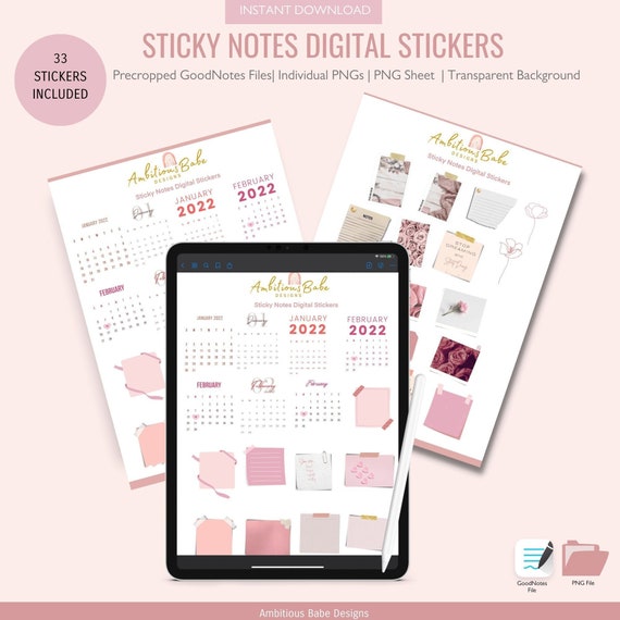 Pink Sticky Notes Romantic PNG Digital Stickers Valentine - Etsy