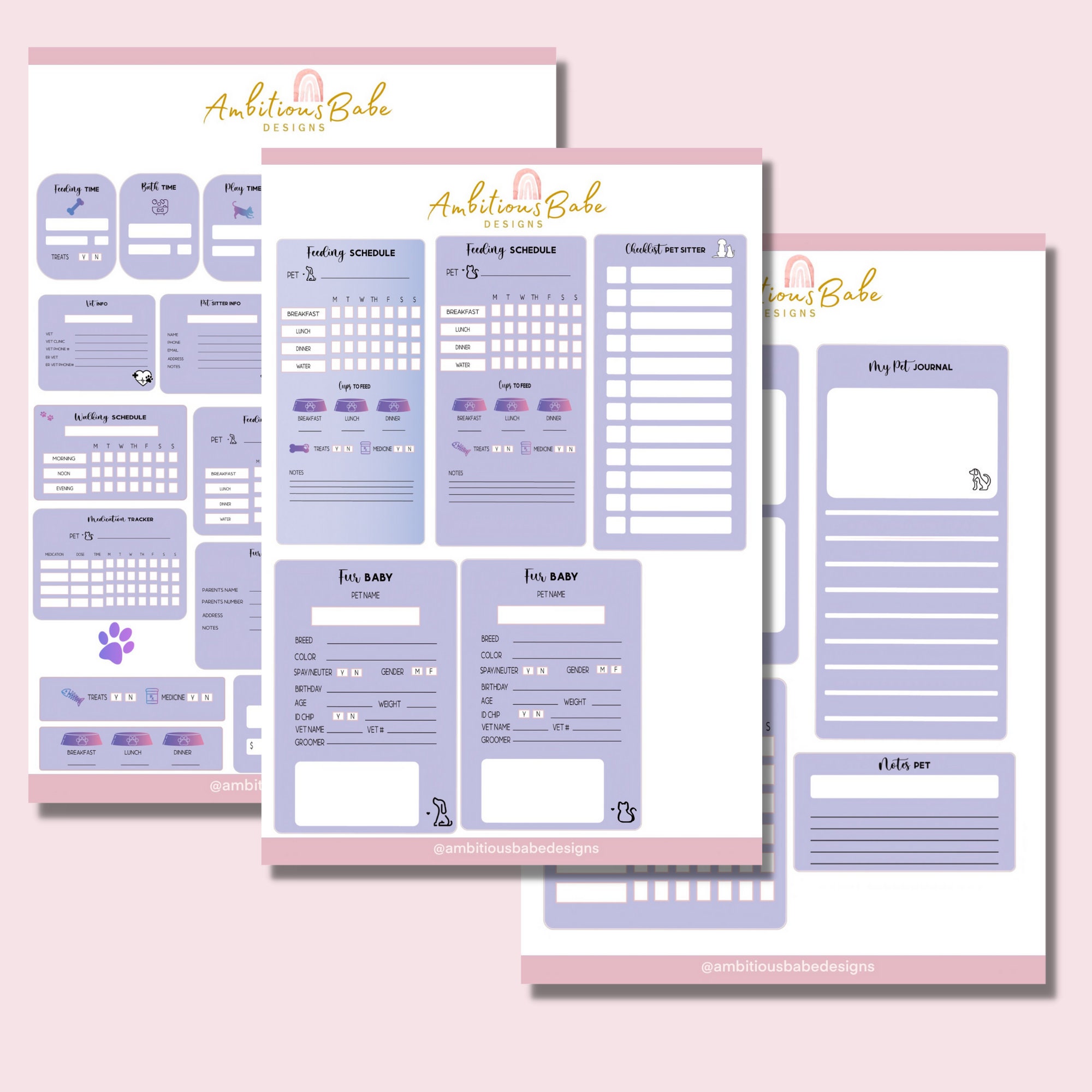 Lavender Fur Mom Planning Widgets | Goodnotes Purple Dog Widgets ...