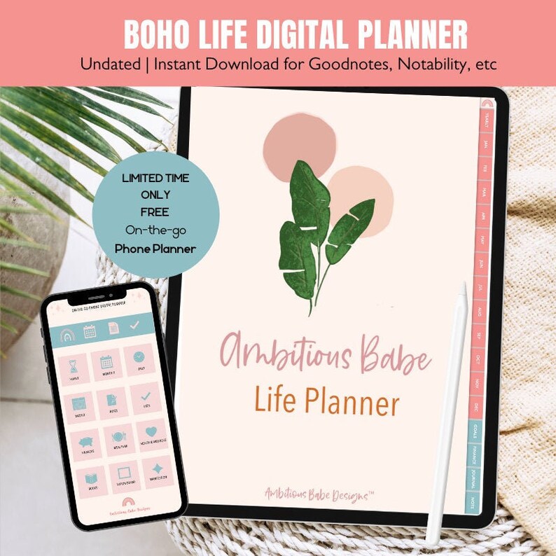 Boho Life Digital Planner | Undated Goodnotes Planner | Hyperlinked ...
