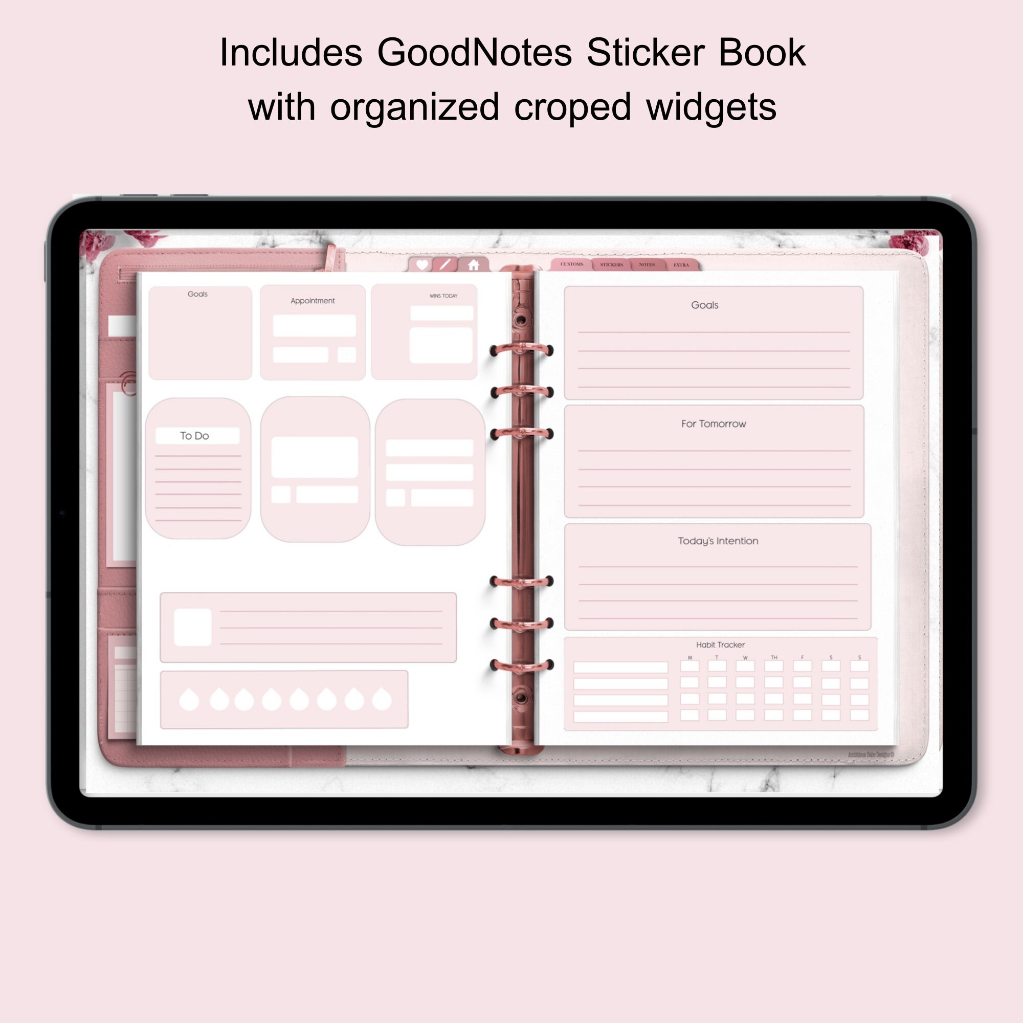 Blush Pink Planner Widgets Goodnotes Widgets pink Widgets Precropped ...