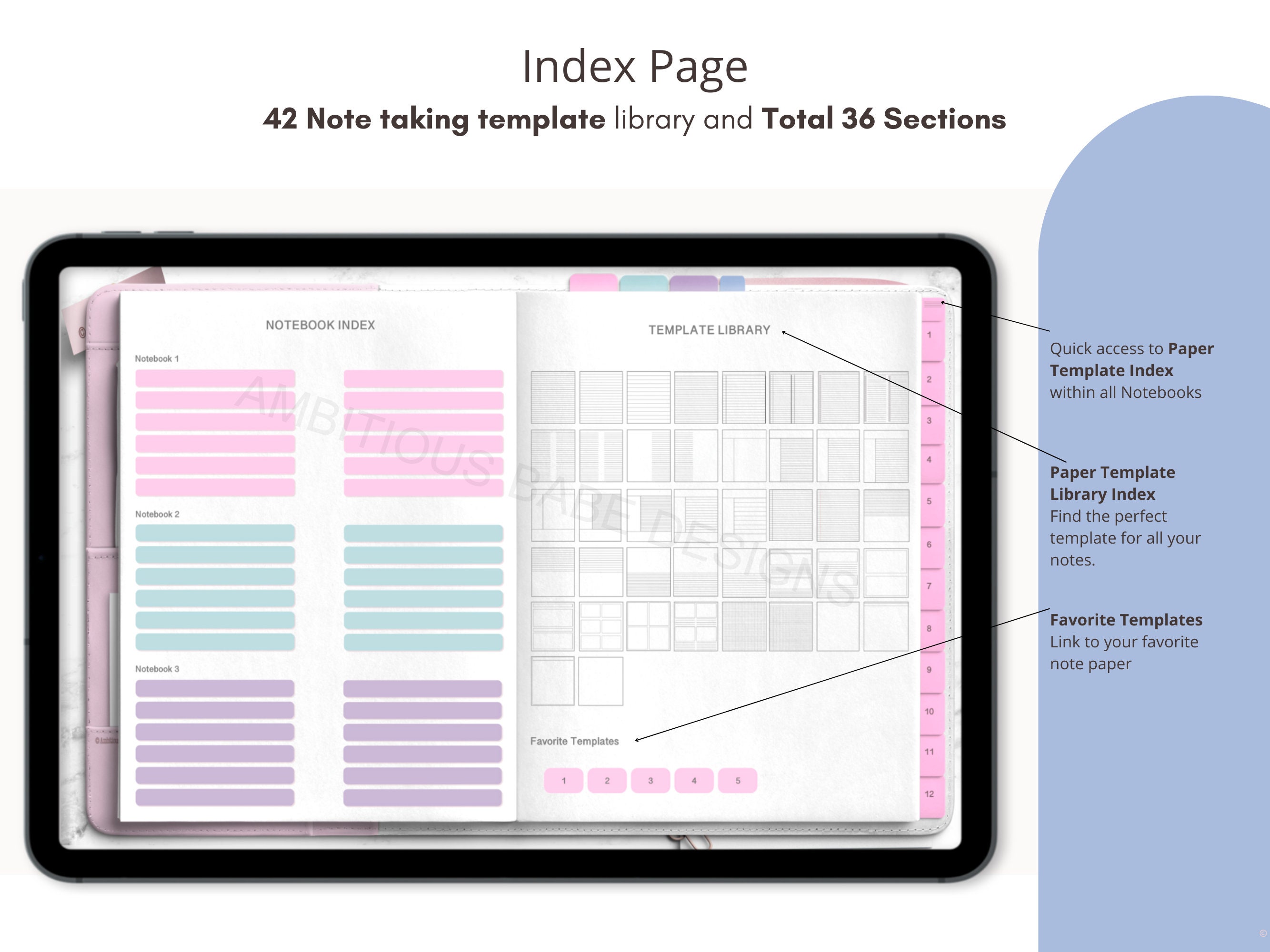 Color Landscape Digital Notebook | 12 Tab All in One 36 Sections | 42 ...