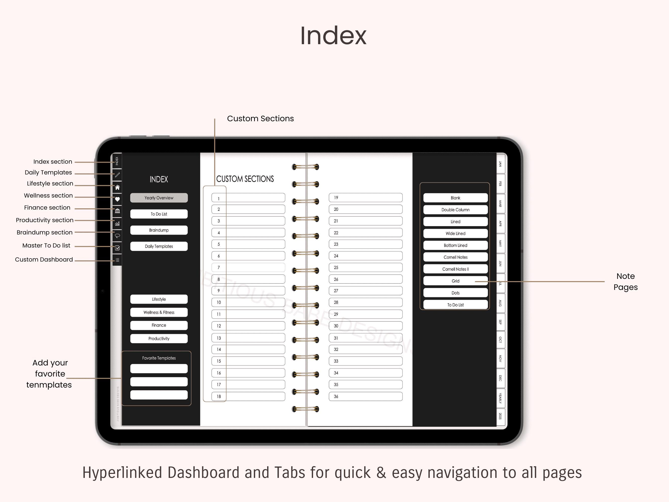 2025 Digital Planner | Dated Digital Planner| Hyperlinked Life Planner ...