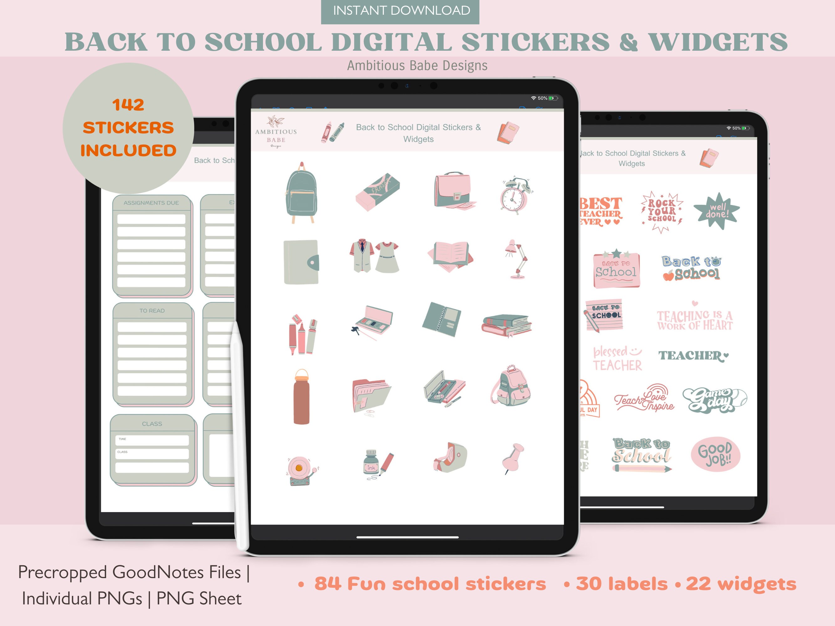 Back to School Sticker Set | Welcome Back Digital Stickers & Widgets ...
