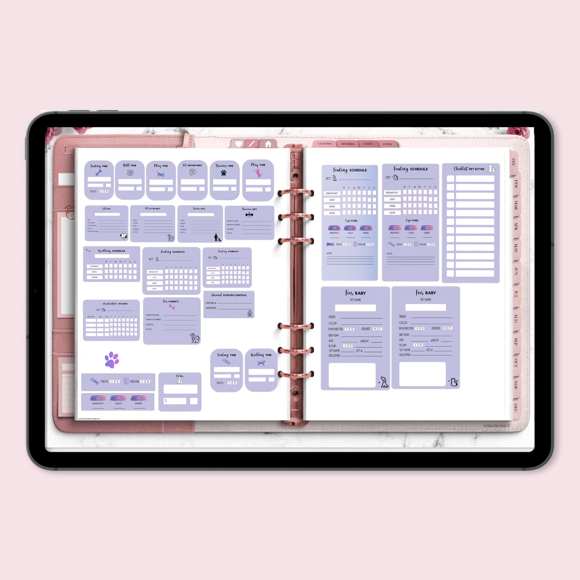 Lavender Fur Mom Planning Widgets | Goodnotes Purple Dog Widgets ...