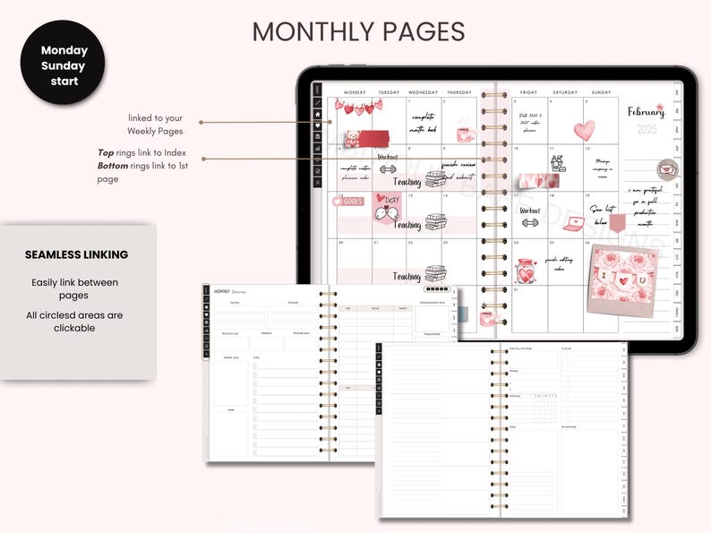 2025 Digital Planner | Dated Digital Planner| Hyperlinked Life Planner ...