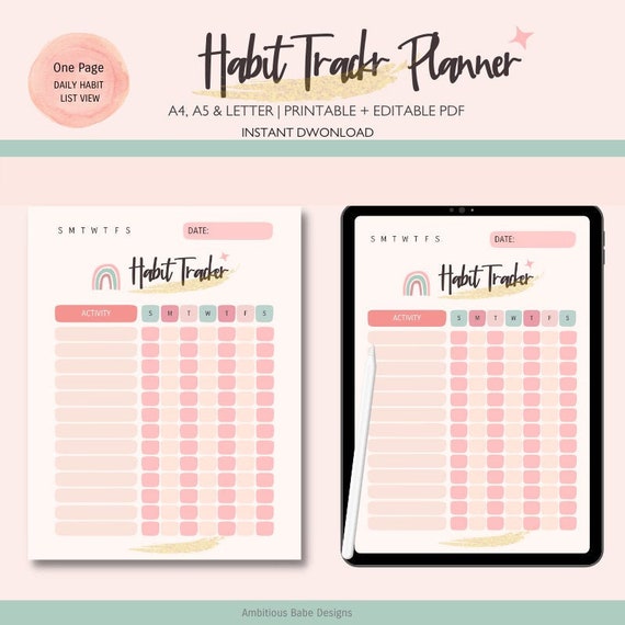 Habit Tracker Stickers for Planners and Journals Digital Download ...