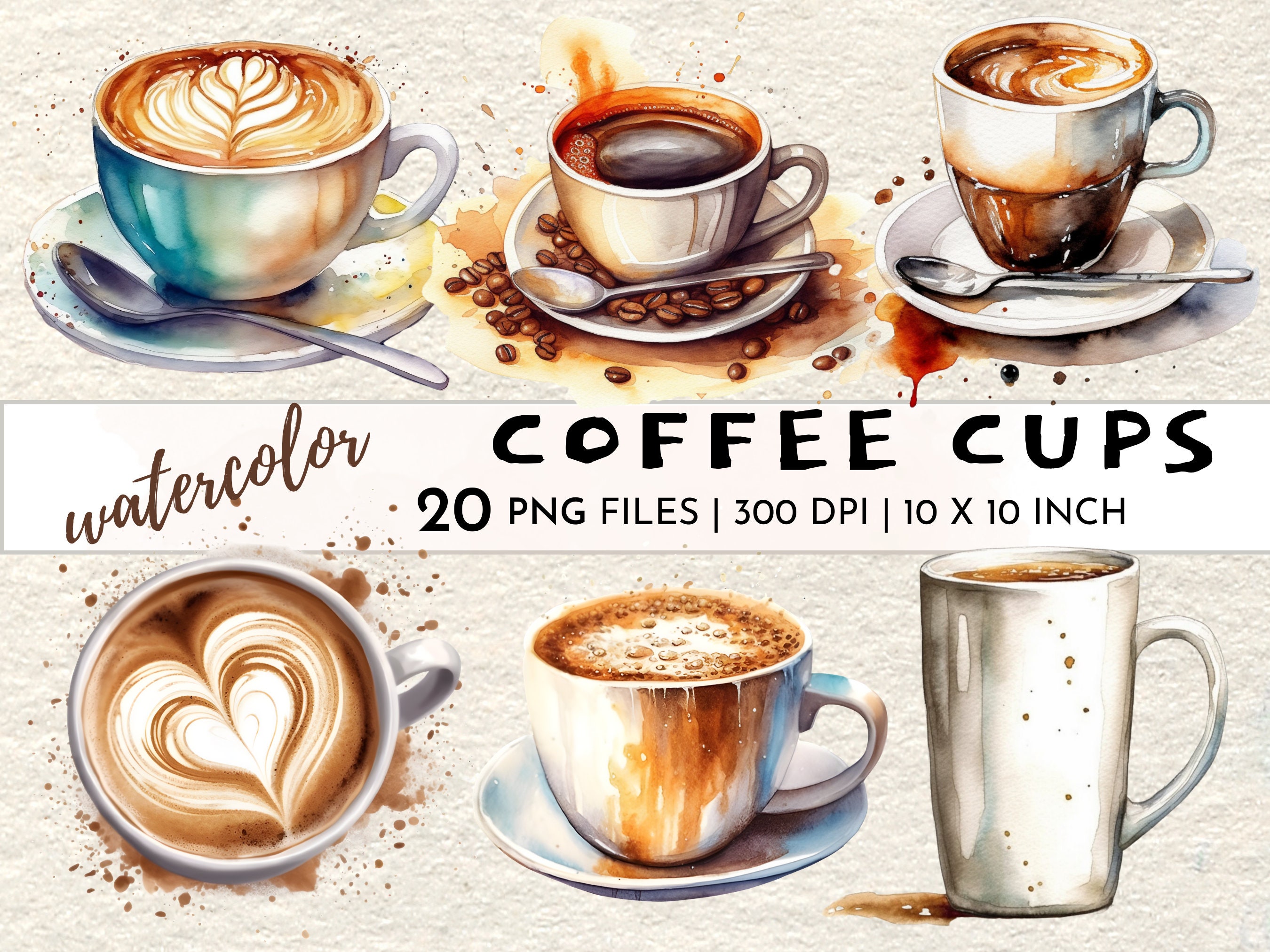 Watercolor Coffee Clipart Cup of Coffee Cafe Coffee Cups - Etsy