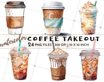 Coffee Watercolor Clipart Coffee Shop Cafe and Pastries Coffee - Etsy