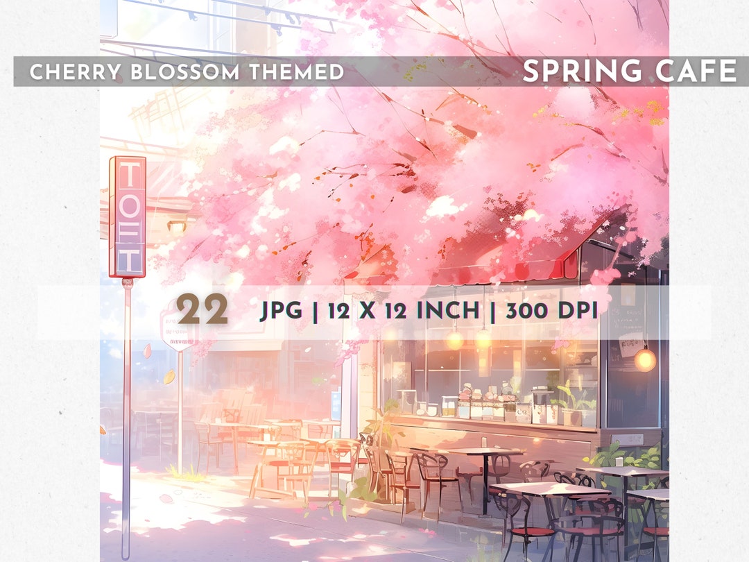 Spring Cafe Clipart Bundle, 22 High Quality Watercolor Jpgs, Background ...