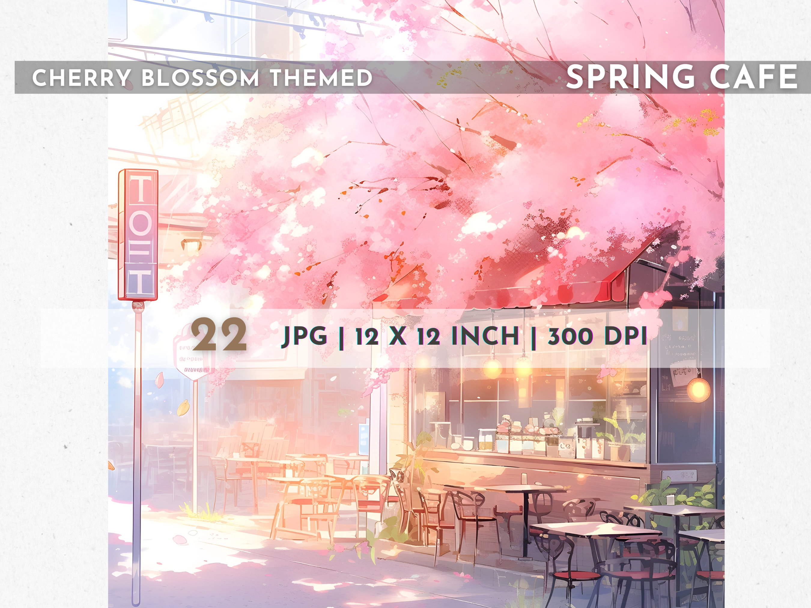 Spring Cafe Clipart Bundle, 22 High Quality Watercolor Jpgs, Background ...