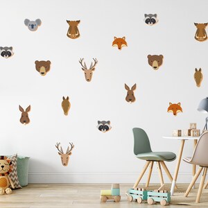 Cute Animal Face Tiny Decal Wall Pattern - Animal Decor - Wall Decal ...