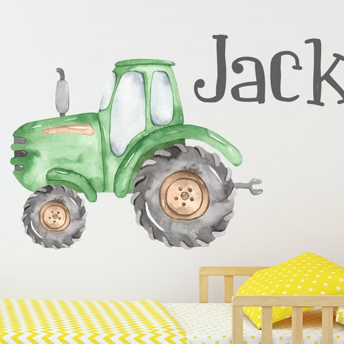 Watercolor Tractor Name Wall Decal Personalized Name Wall - Etsy